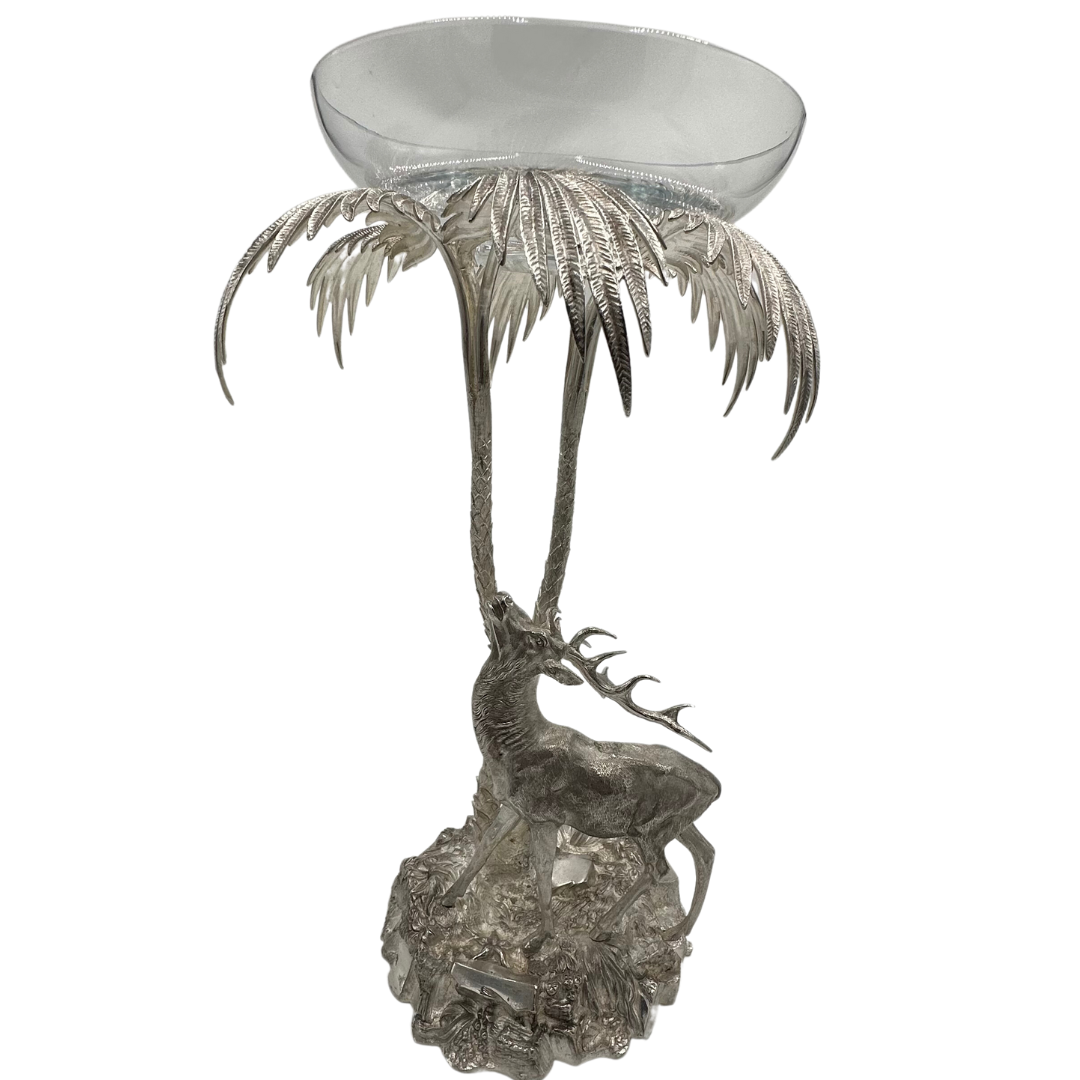 Jarosinski & Vaugoin Stag Palm Tree Centerpiece with glass bowl – Mary ...