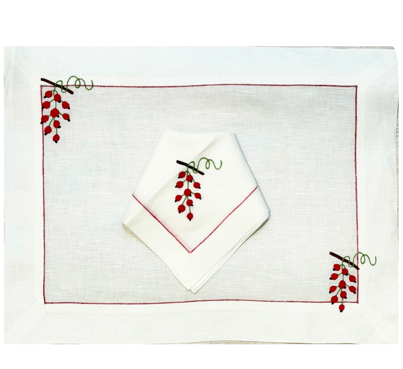 Mary Mahoney Linens Potager Red Hem Redcurrant Placemat – Mary Mahoney