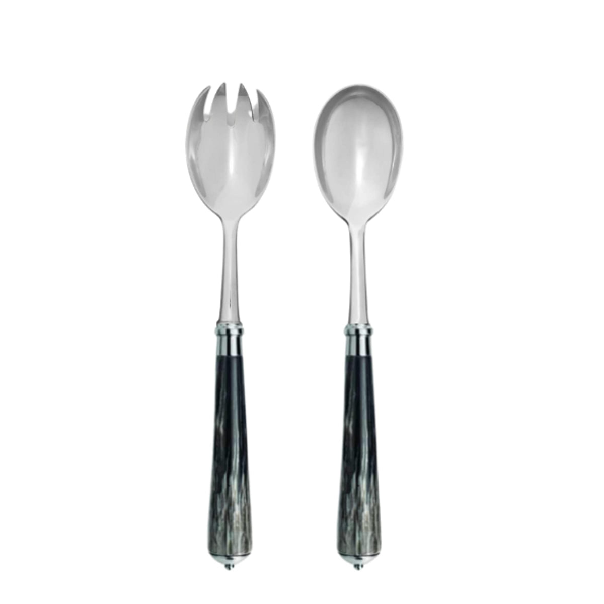 Alain Saint Joanis Julia Stainless Black and white horn Salad set 2pc ...