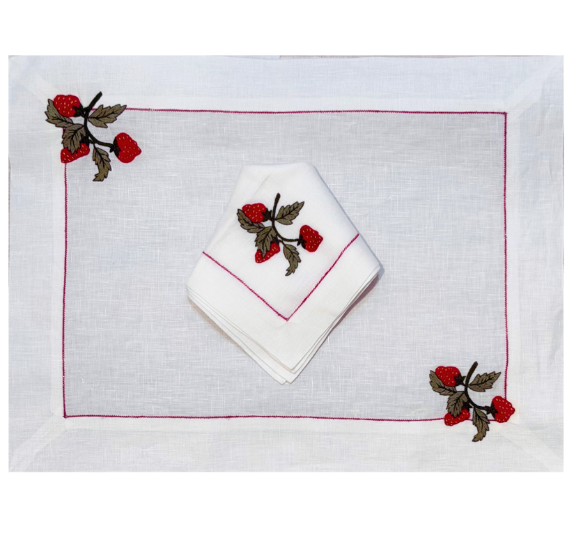 Mary Mahoney Linens Potager Red Hem Strawberries Placemat – Mary Mahoney