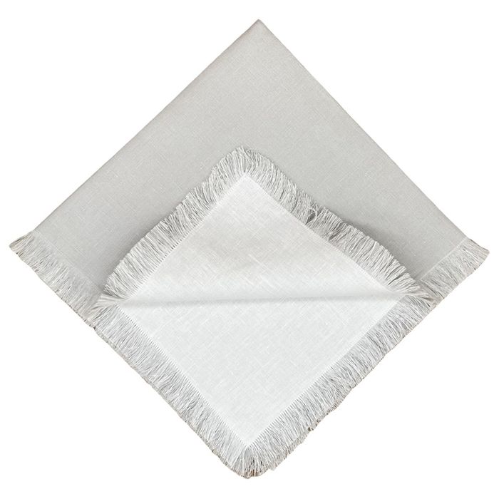 Tina Chen Double Sided Fringe Dinner Napkin Grey/White – Mary Mahoney