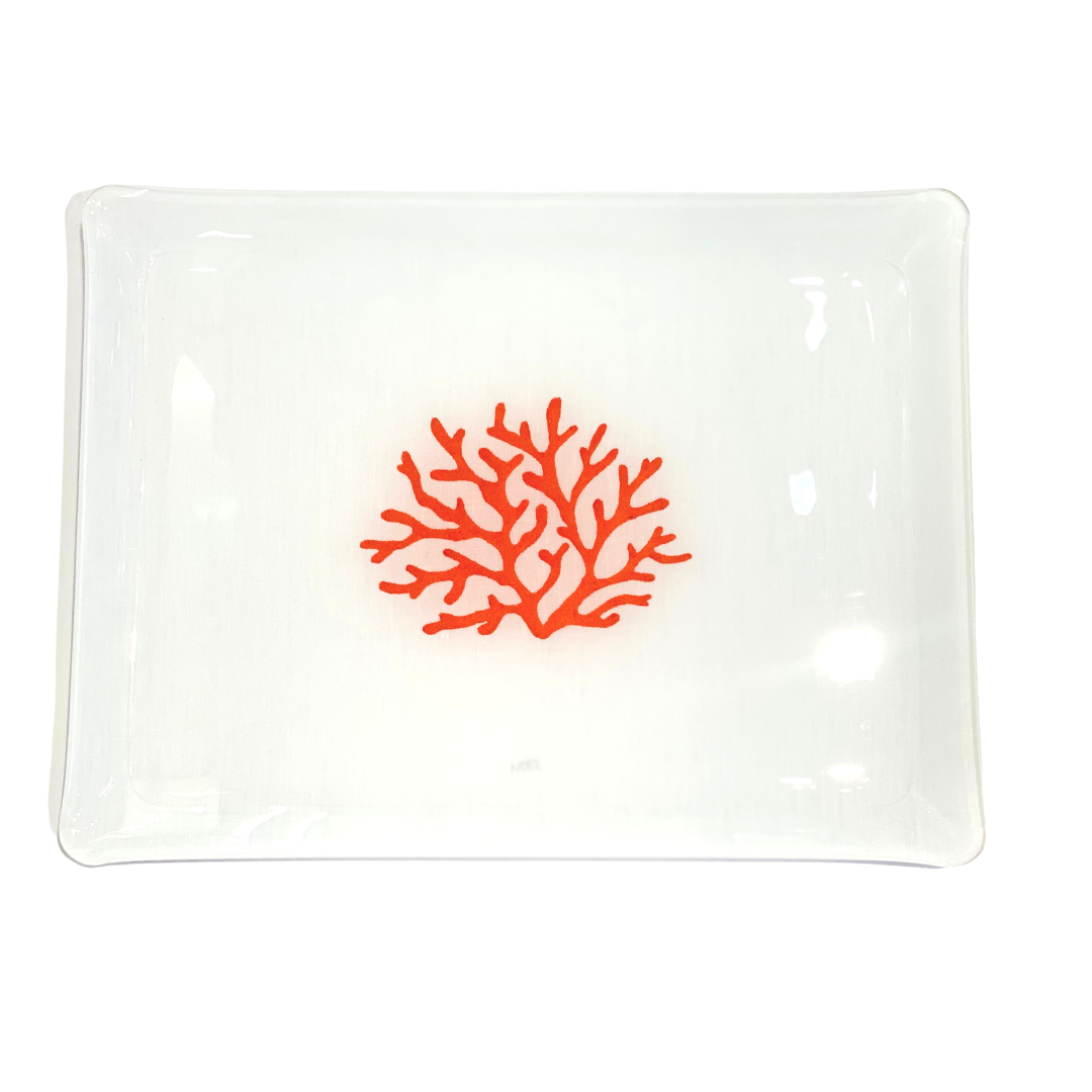 Noel Paris Coral Tray - White and Red – Mary Mahoney